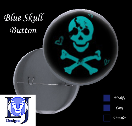 Second Life Marketplace - Blue Skull Button - Boxed